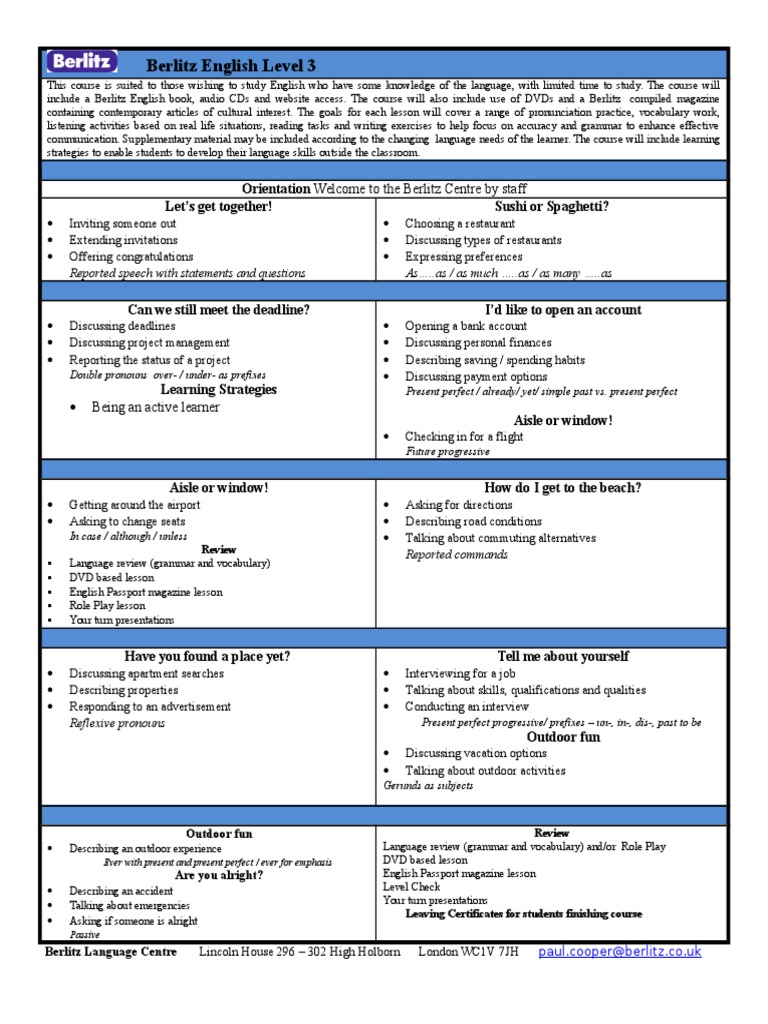 Berlitz English Sample LEVEL3 | PDF | English Language | Semiotics