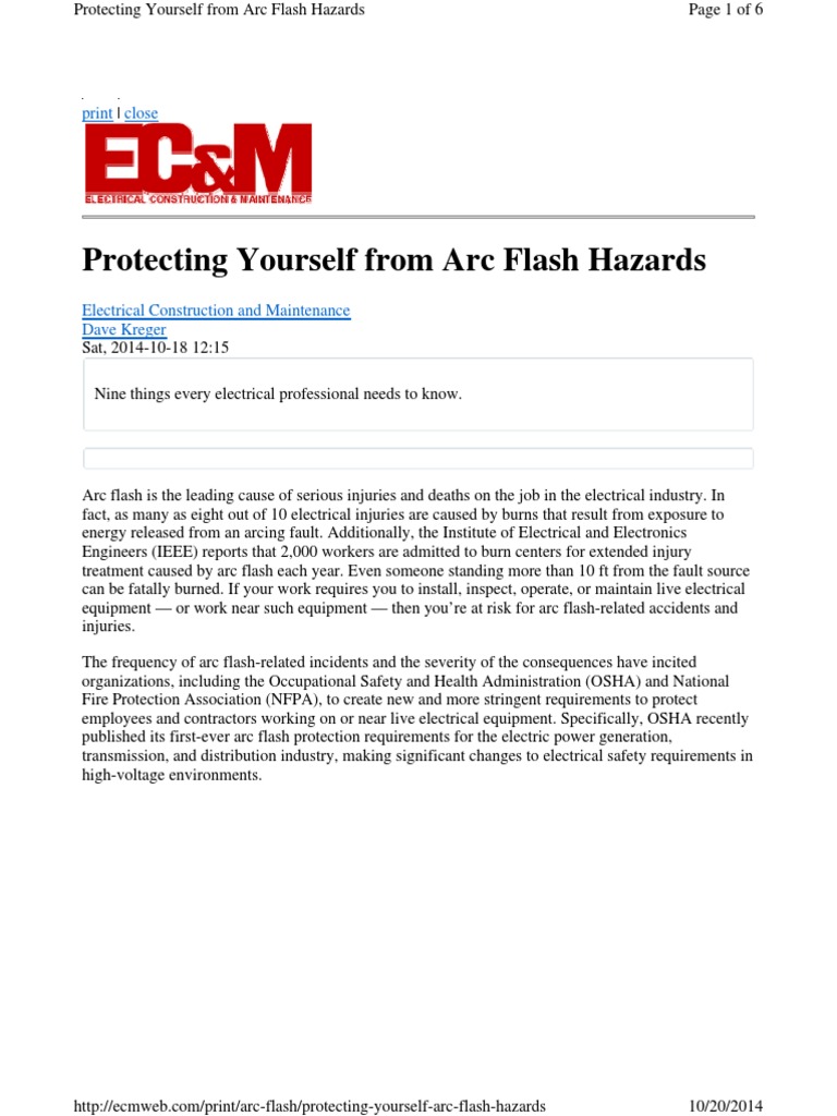 Protecting Yourself Arc Flash | PDF | Occupational Safety And Health ...