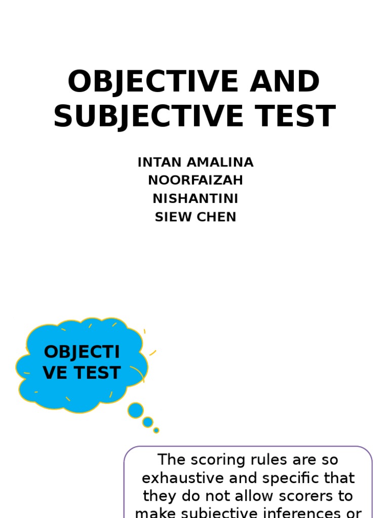 Objective vs. Subjective Test Formats | PDF | Language Arts ...