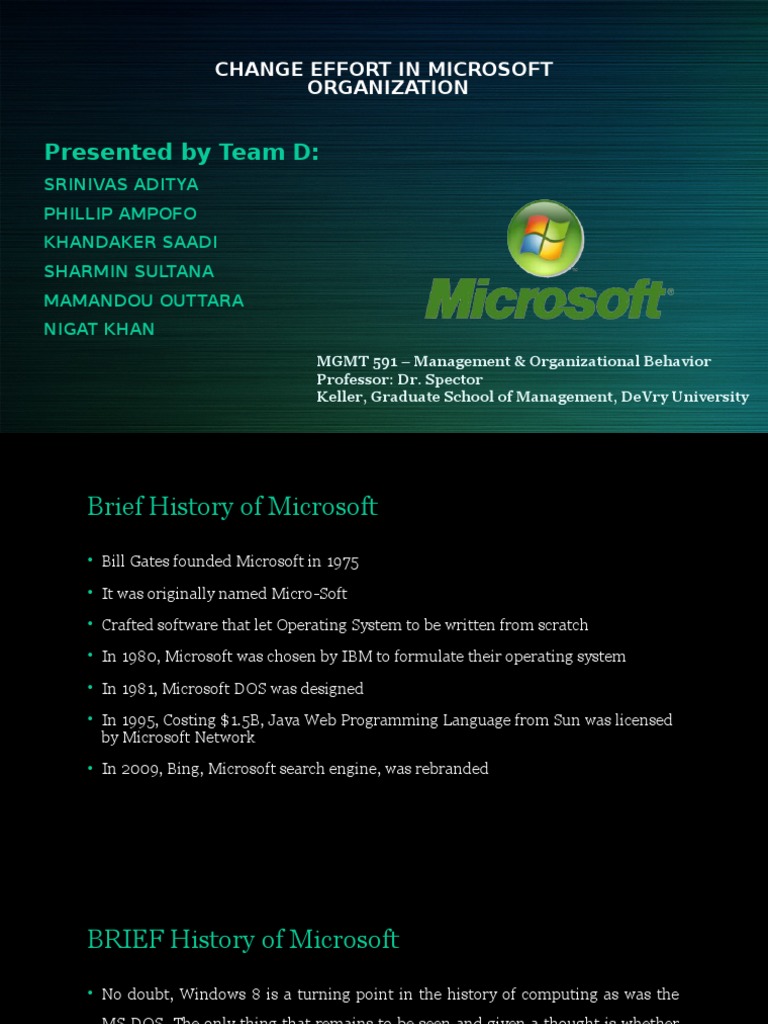Change Effort in Microsoft Organization | PDF | Microsoft | Change ...