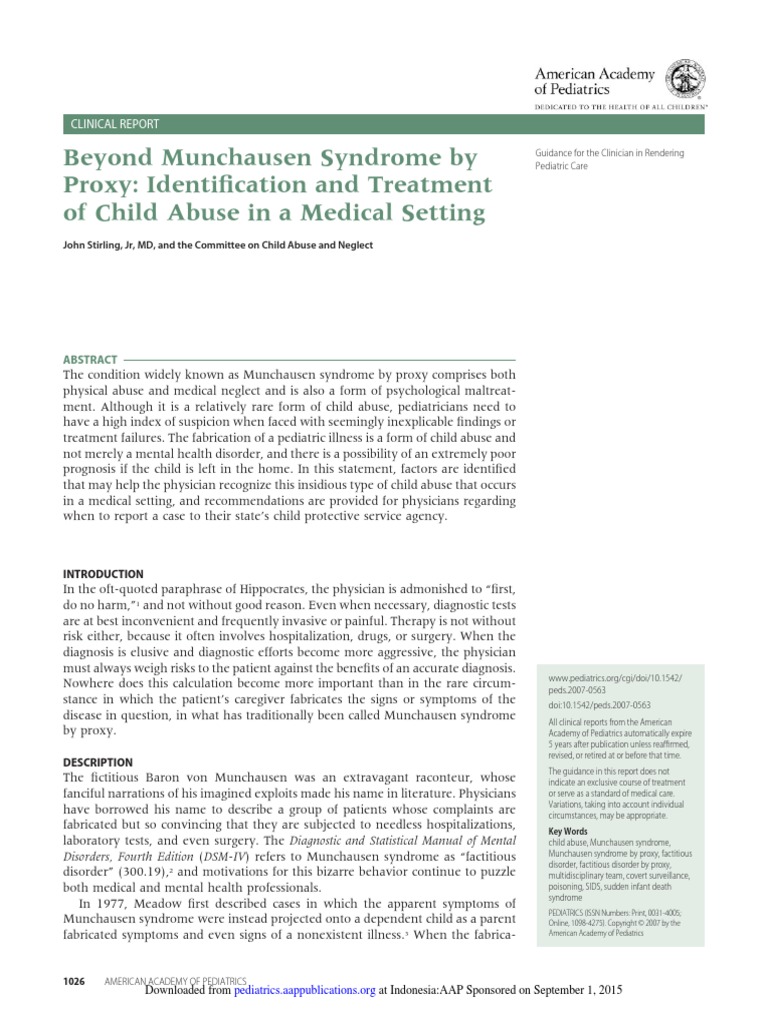 Munchausen Syndrome by Proxy | Medical Diagnosis | Child Abuse