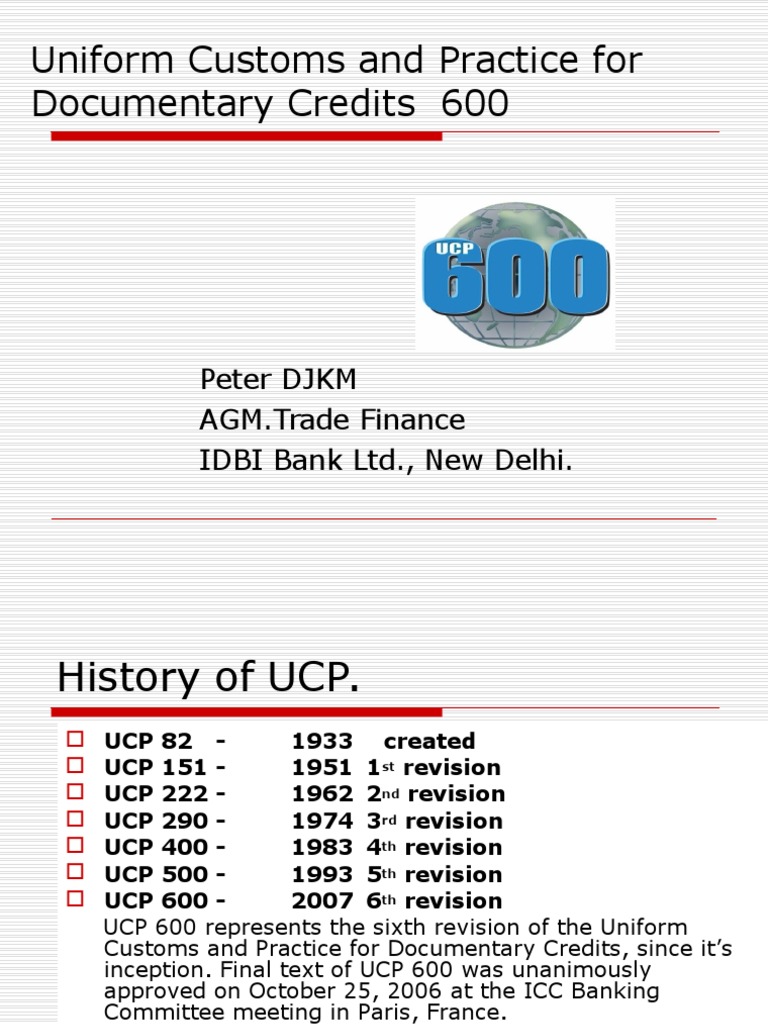 UCP 600 - A Presentation | PDF | Bill Of Lading | Letter Of Credit