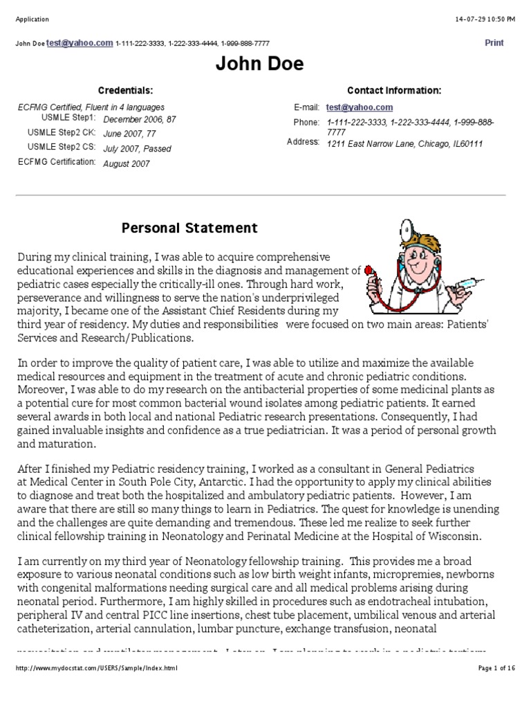 John Doe: Personal Statement Personal Statement