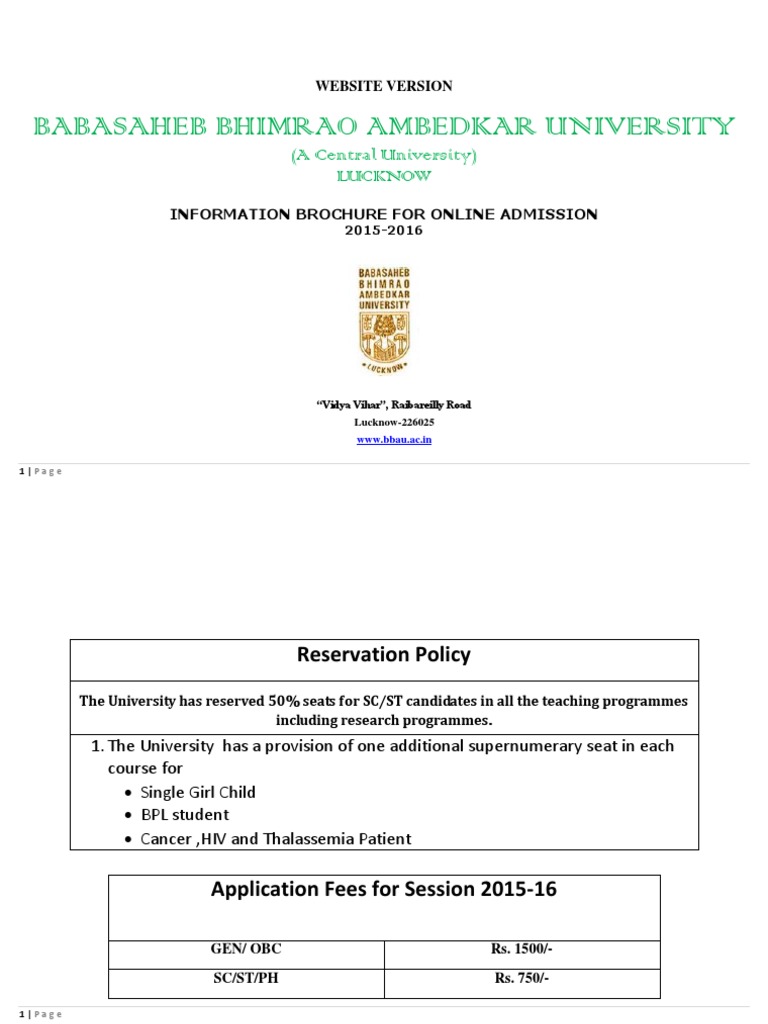 List of Academic Programs and Requirements for Babasaheb Bhimrao ...