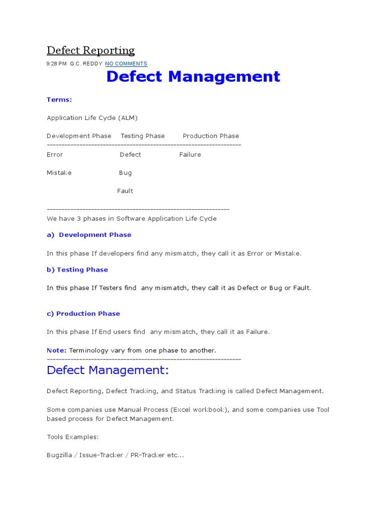 Defect Reporting | Download Free PDF | Software Bug | Information ...