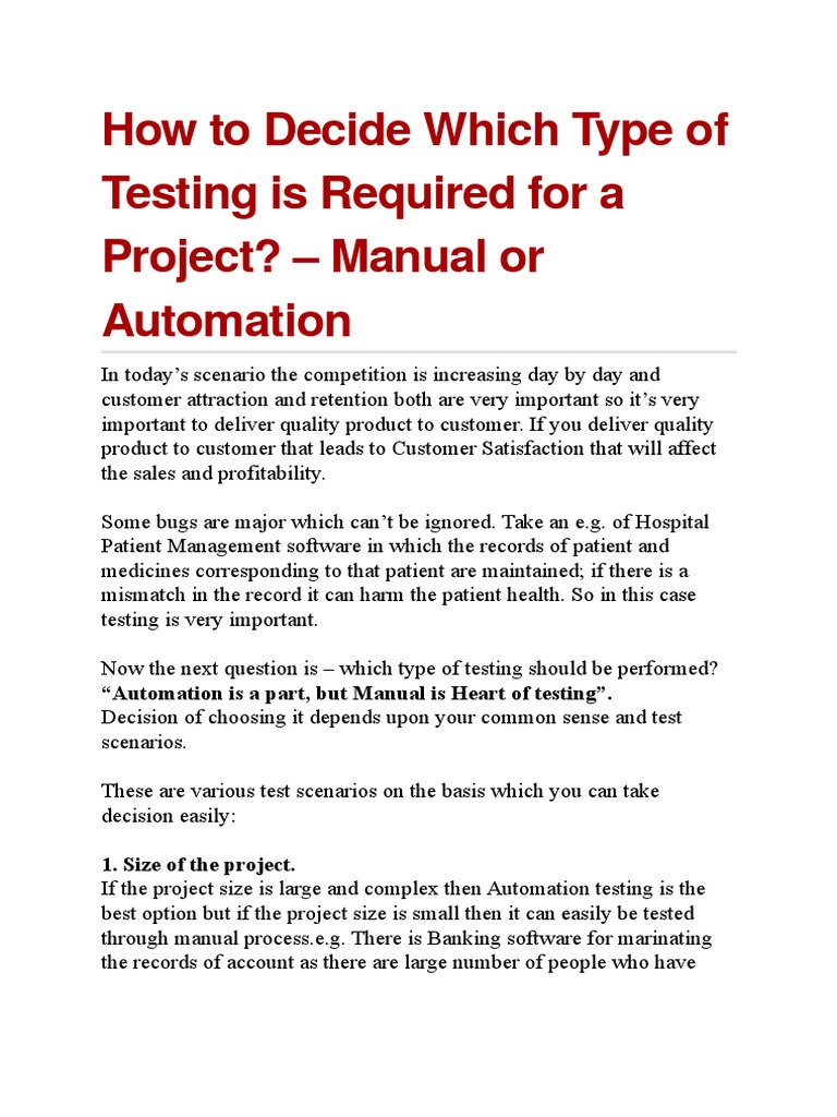 How To Decide Which Type of Testing Is Required For Project | Download ...