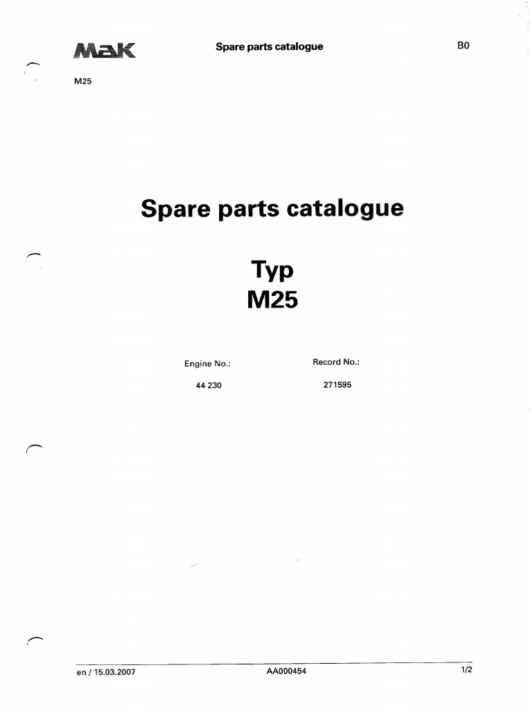 MAK Spare Parts Catalogue | PDF