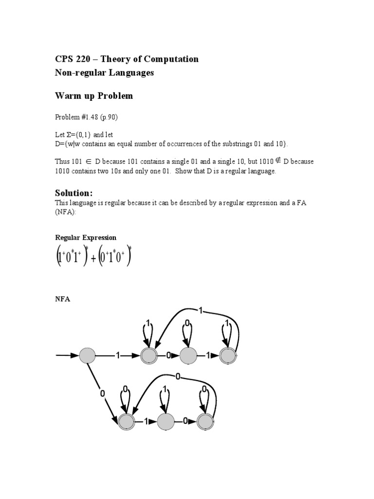Check If A Language Is Regular Using The Pumping Lemma Pdf Syntax Logic Logic