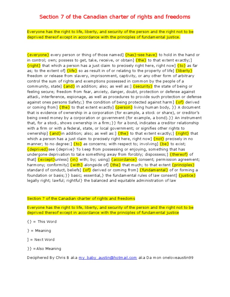 Sec 7 Charter of Rights | PDF | Liberty | Rights