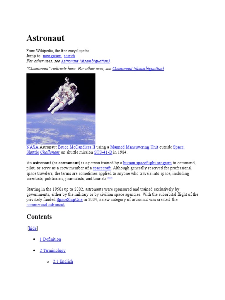 Astronaut | PDF | Astronauts | Human Spaceflight