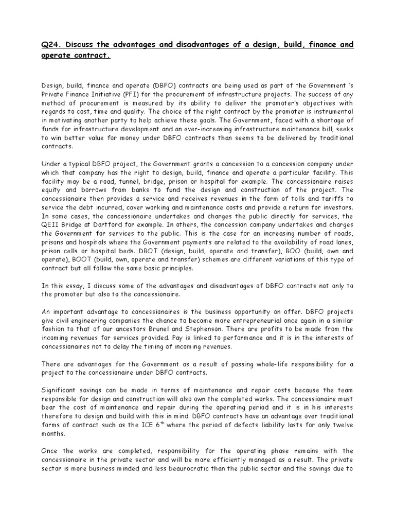 Contract DBFO | PDF | Money | Economies