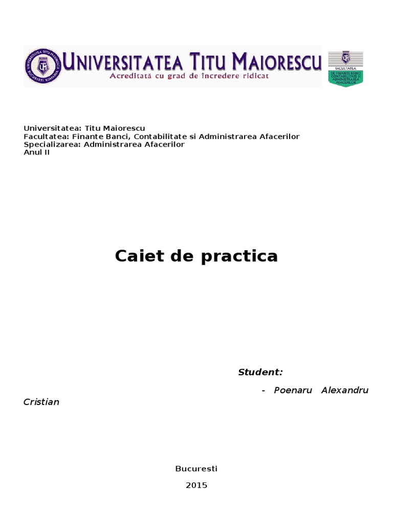 Caiet de Practica Contabilitate