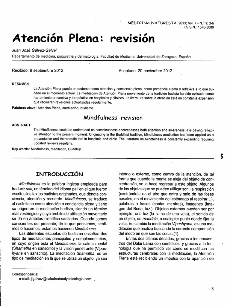 Atencion Plena Mindfulness | PDF | Meditación | Las emociones