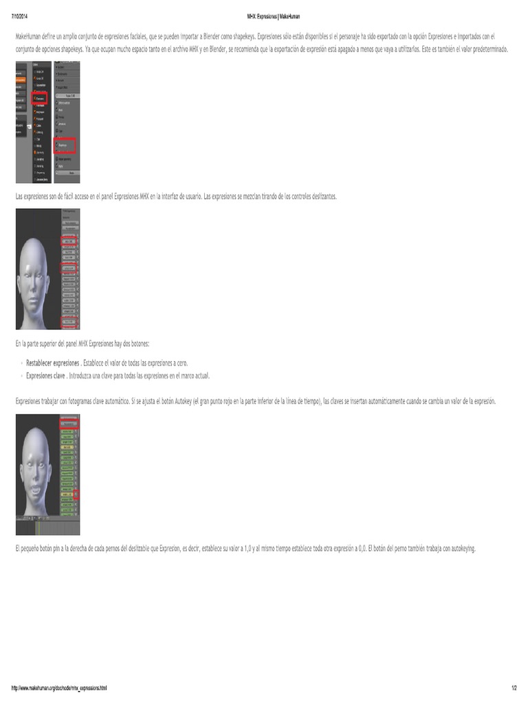 Activar Expresiones Faciales de Personajes Makehuman Alpha 7 en Blender | PDF