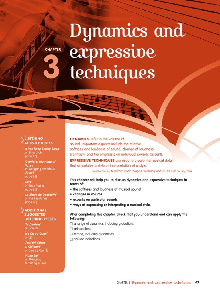 Dyanimcs and Expressive Techniques | PDF | String Instruments | Singing