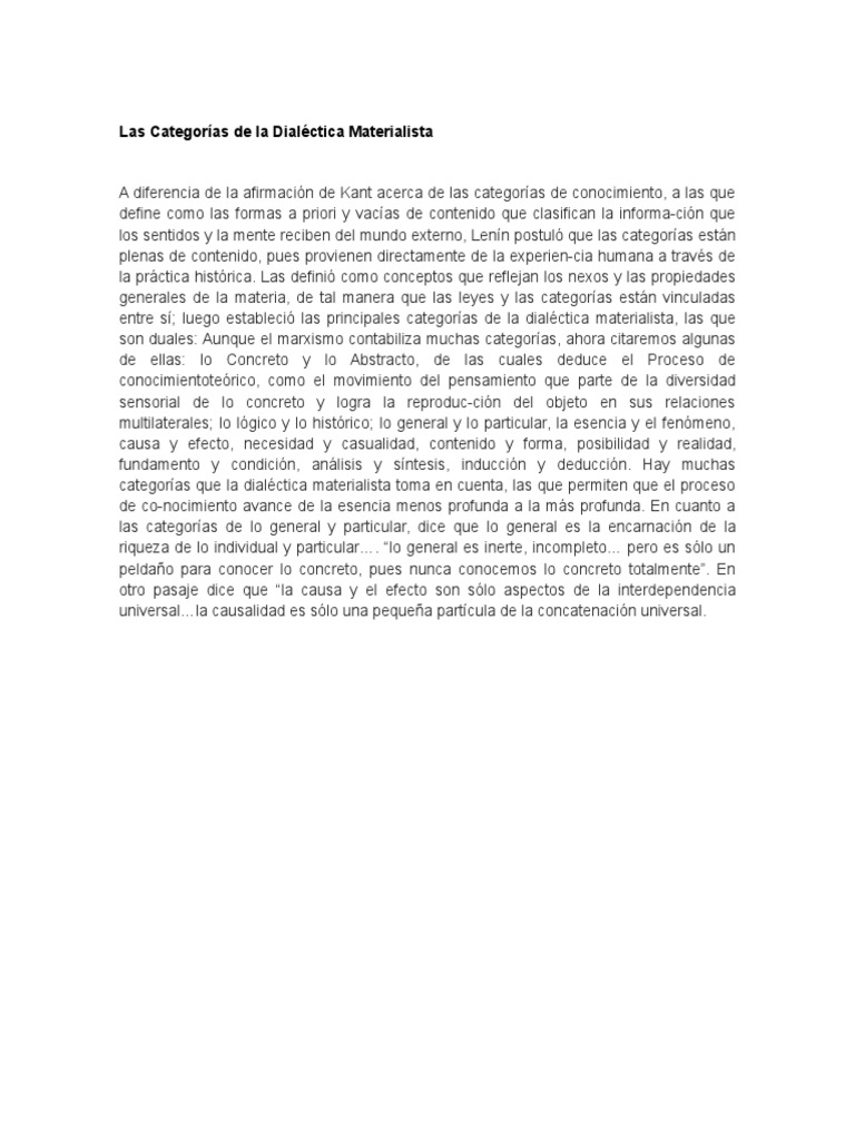 Las Categorías de La Dialéctica Materialista | PDF | Dialéctico | Esencia