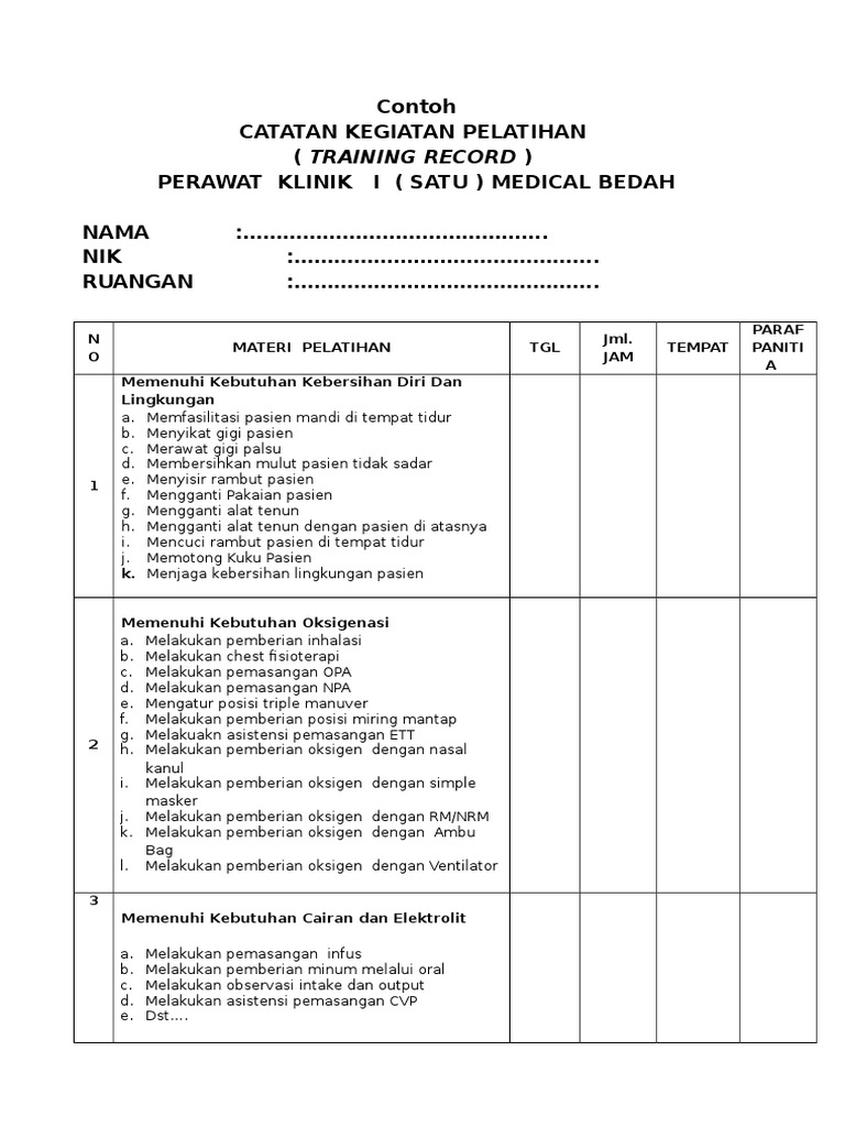 Contoh Training Record | PDF