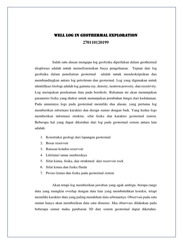 Well Logging in Geothermal Exploration | PDF | Griya & Taman