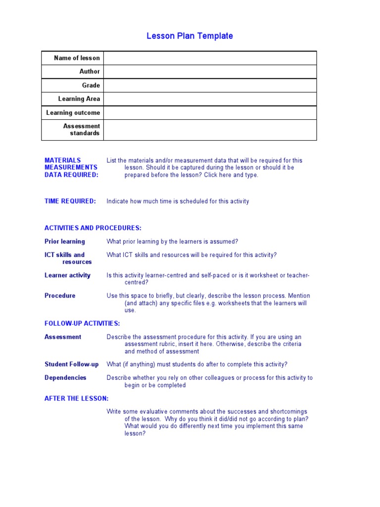 Lesson Template | PDF
