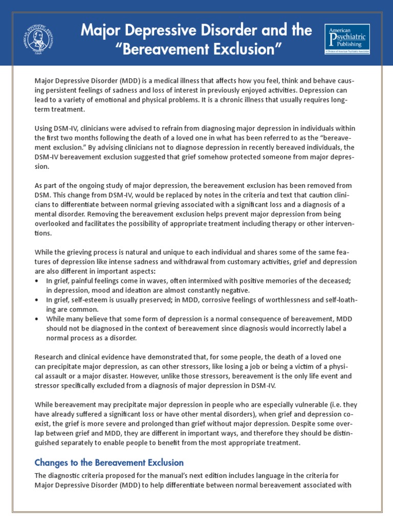 DSM 5 Bereavement Exclusion | Grief | Dsm 5
