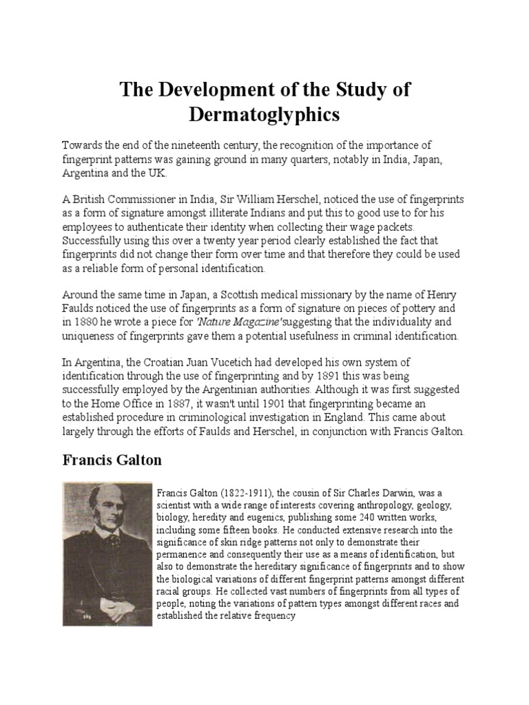 History of Dermatoglyphics Research | PDF | Fingerprint | Twin