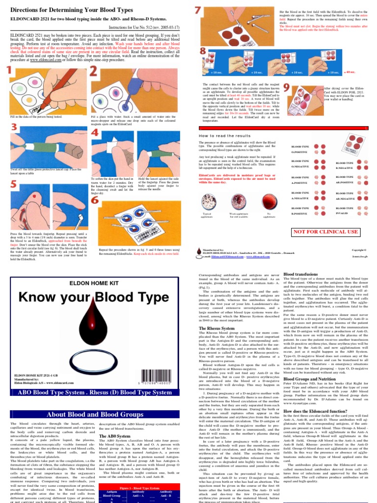 Eldon Blood Group Ins | PDF | Blood Type | Blood
