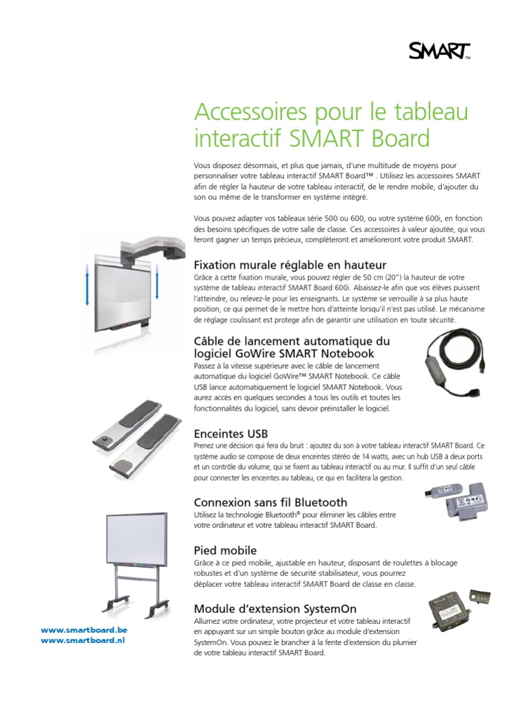 Fiche Technique: Accessoires Pour Le Tableau Interactif SMART Board - Éducation | PDF ...