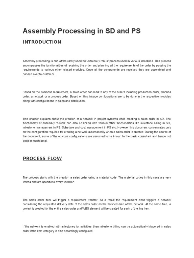Assembly Processing In Sd And Ps Pdf Real Estate Appraisal