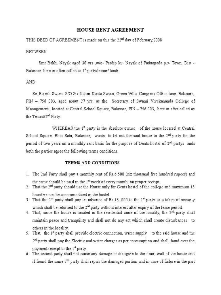 Hostel Agreement | Real Property Law | Real Estate