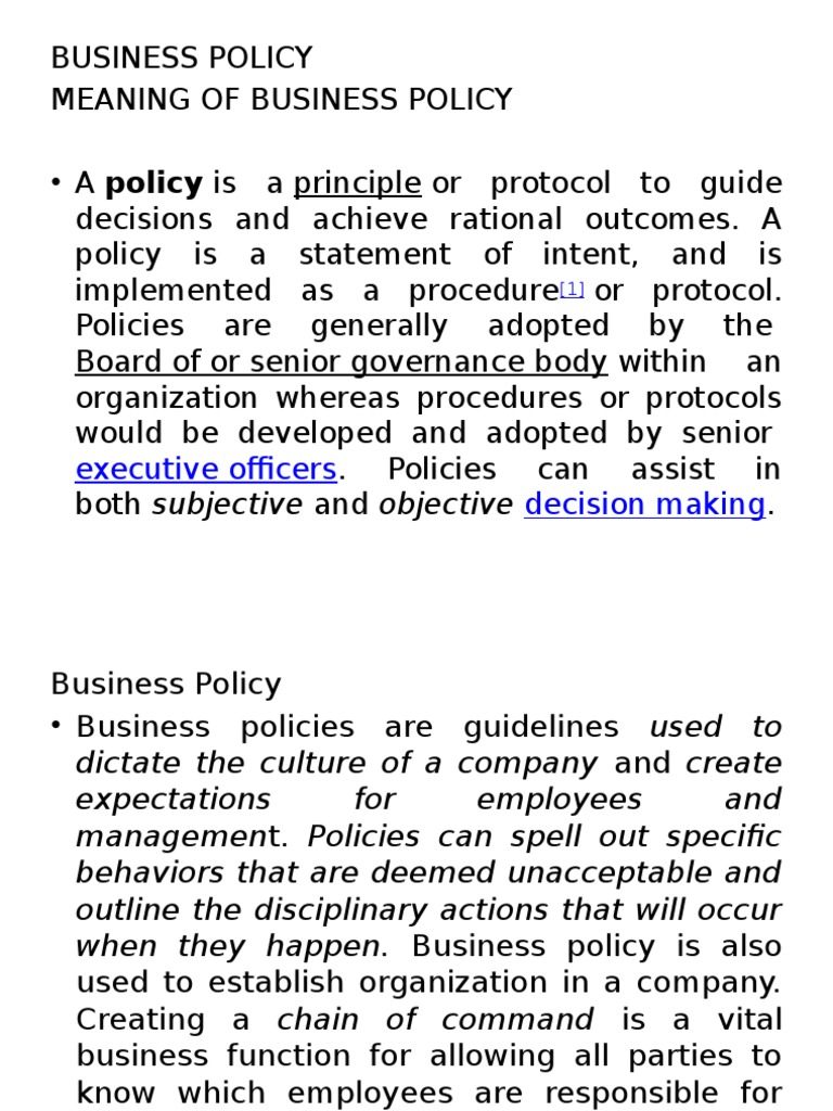 An Overview of Business Policy: Its Meaning, Genesis, Nature, Purpose ...
