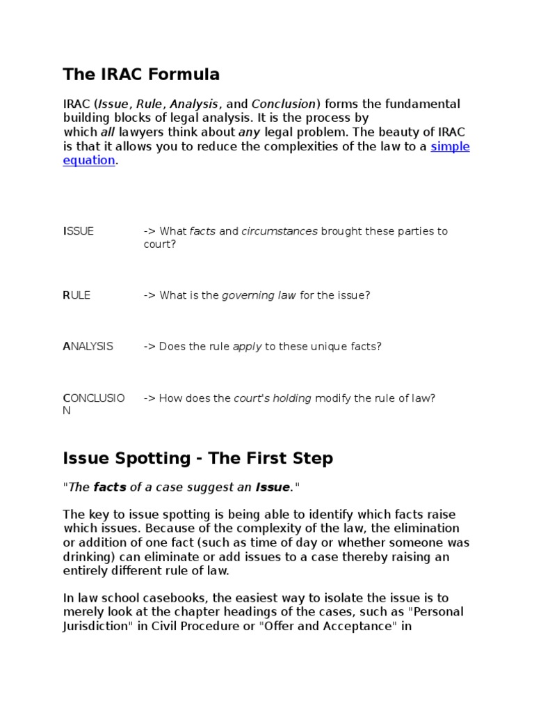 The IRAC Formula | PDF | Burglary | Question Of Law