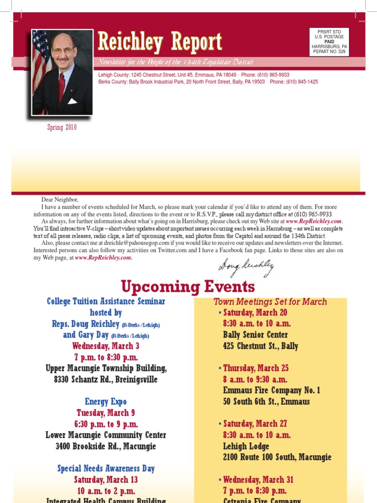 Rep. Reichley Feb. 2010 | PDF | Mobile Phones | Taxes