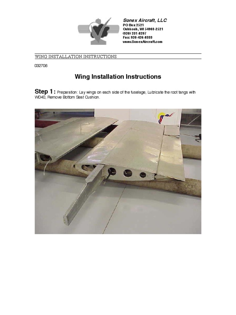 Wing Installation Instructions Step 1 | Download Free PDF | Spar ...