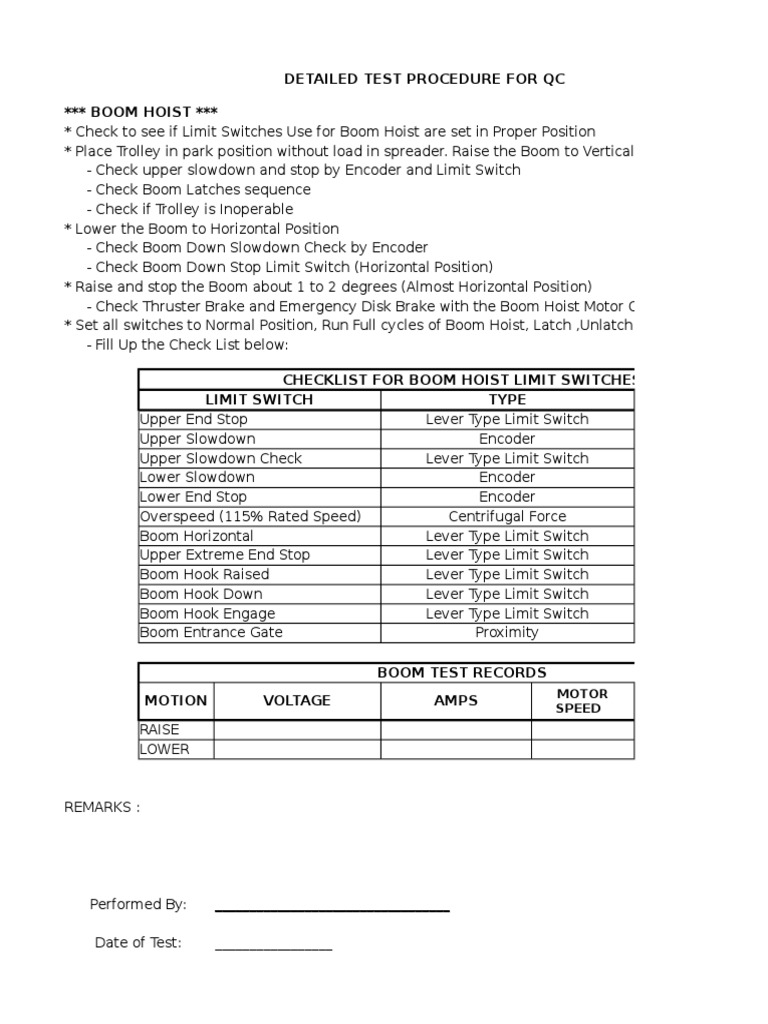 Checklist For QC | PDF | Switch | Machines