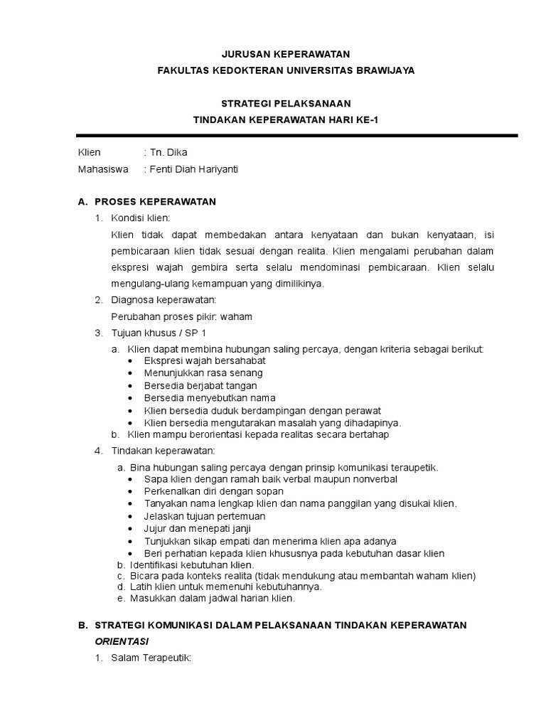 Contoh SPTK Interaksi 1 (Waham Keagamaan) | PDF