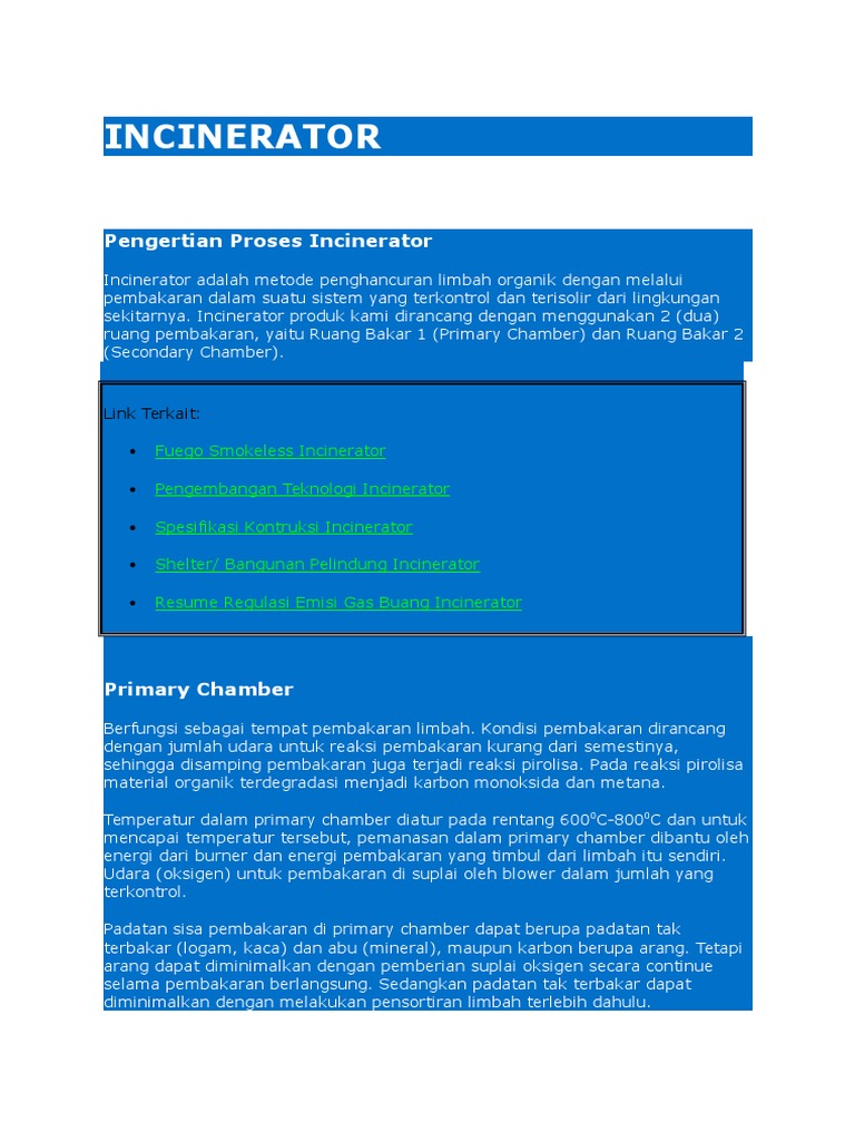 Teknologi Incinerator untuk Limbah Organik | PDF | Griya & Taman ...
