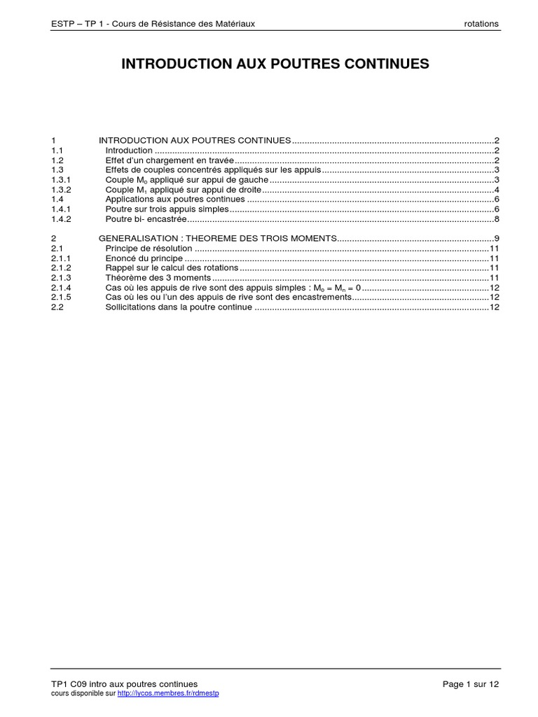 TP1 - C09 Poutre Continue 1 | PDF