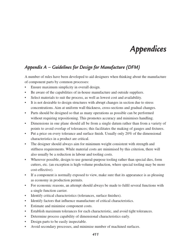 Appendices: Appendix A - Guidelines For Design For Manufacture (DFM) | PDF | Building ...