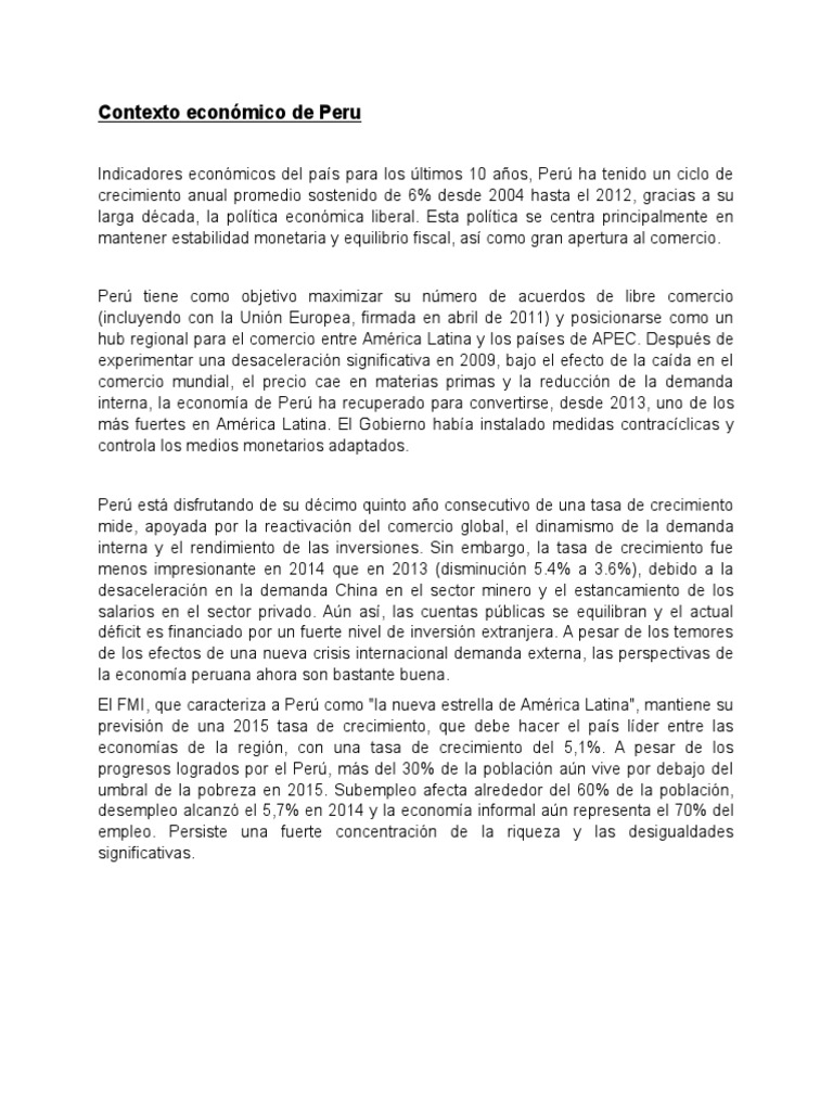 Contexto Economico de Peru | PDF | Perú | Crecimiento económico