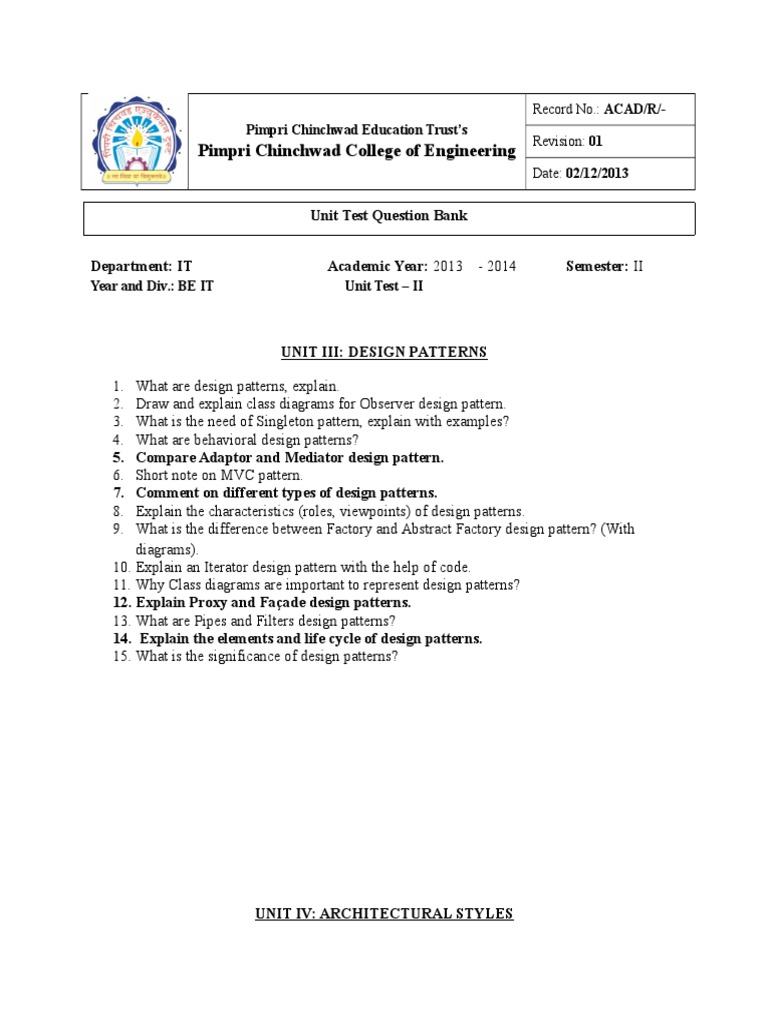 Design Patterns and Architectural Styles | PDF | Art | Technology ...