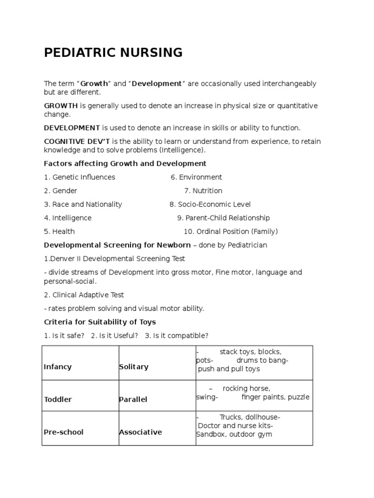 PEDIATRIC NOTES.doc | Adolescence | Infants | Free 30-day Trial | Scribd