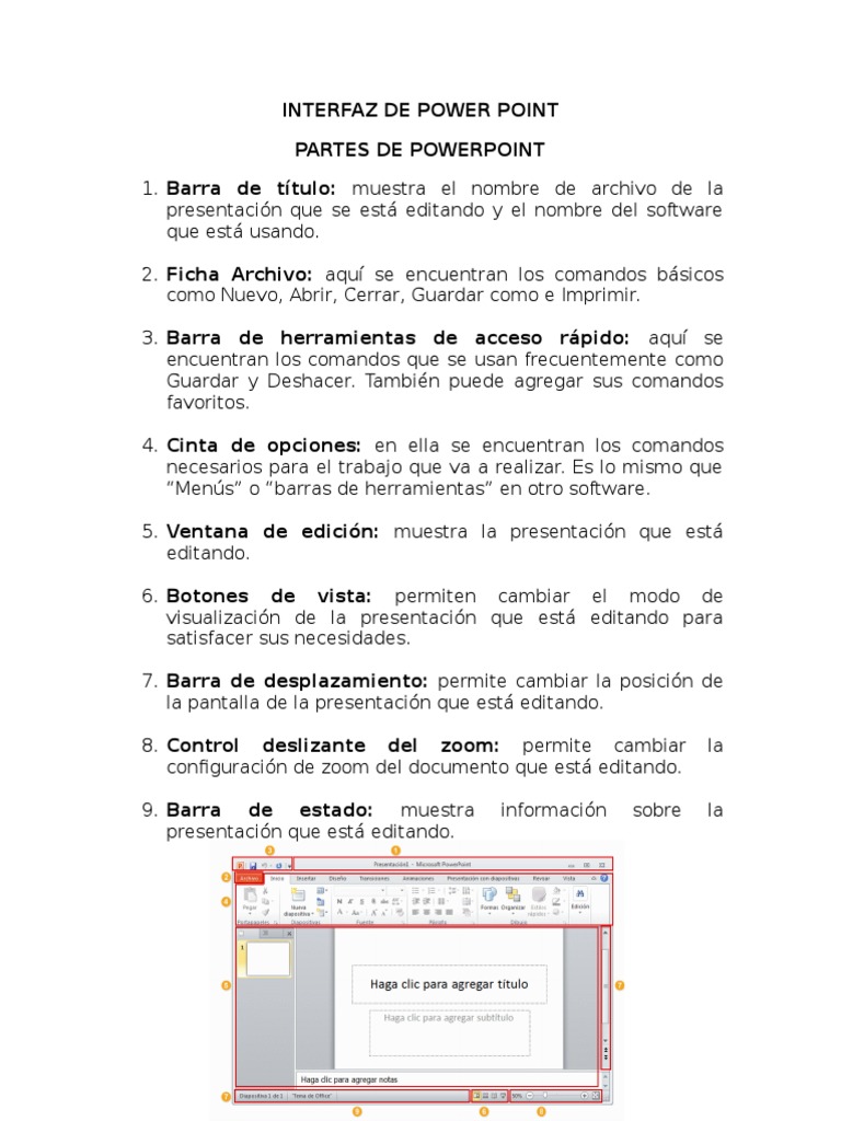Partes de la Interfaz de PowerPoint | PDF | Microsoft PowerPoint | Software