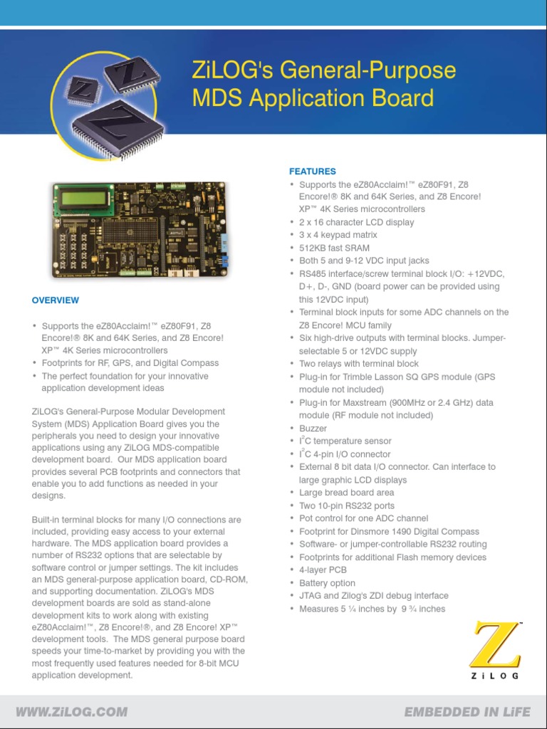 Zilog'S General-Purpose Mds Application Board: Features | PDF ...