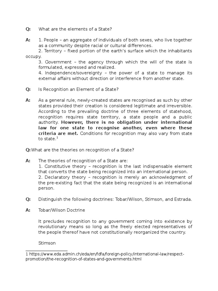Questions and Answers in International Law | PDF | Sovereign State ...