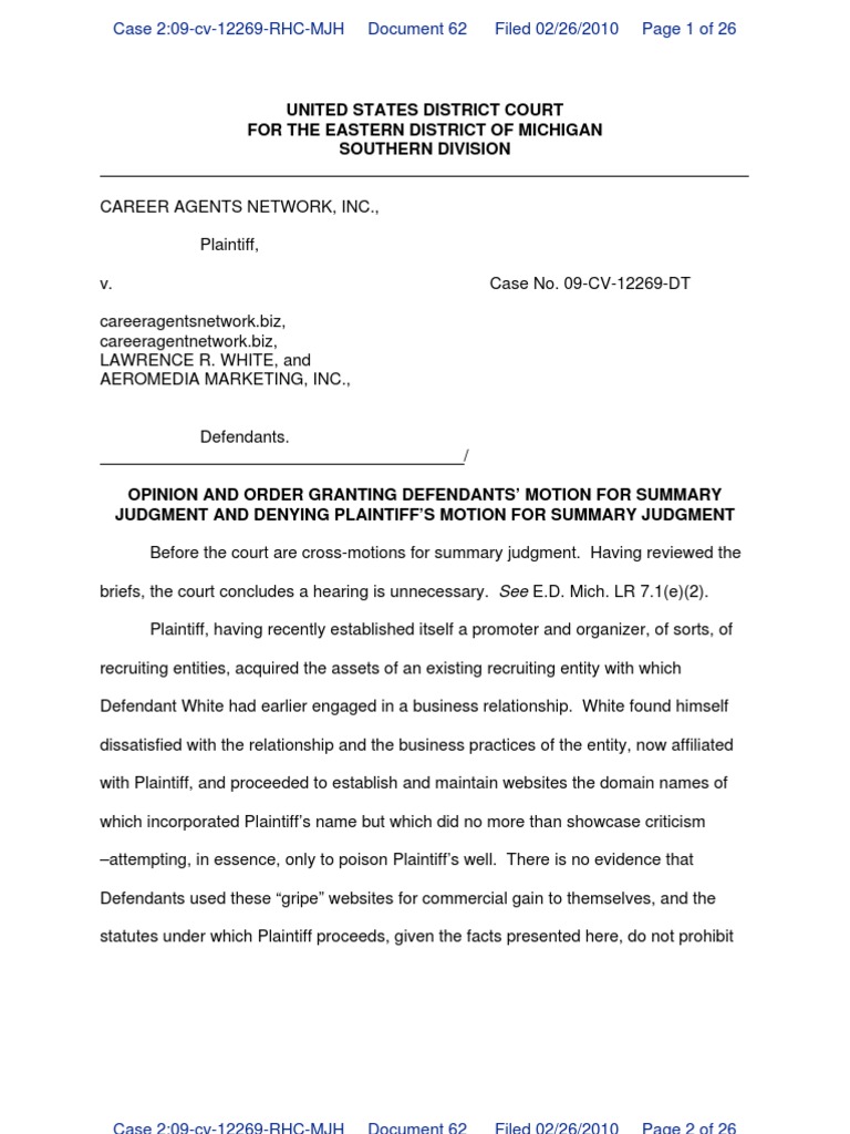 United States District Court For The Eastern District Of Michigan ...