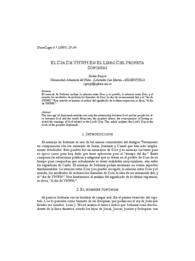 El Libro Del Profeta Sofonias | PDF | Tetragrammaton | Gracia divina