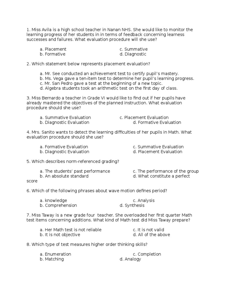 Principal Test 1-Na | PDF | Educational Assessment | Teachers