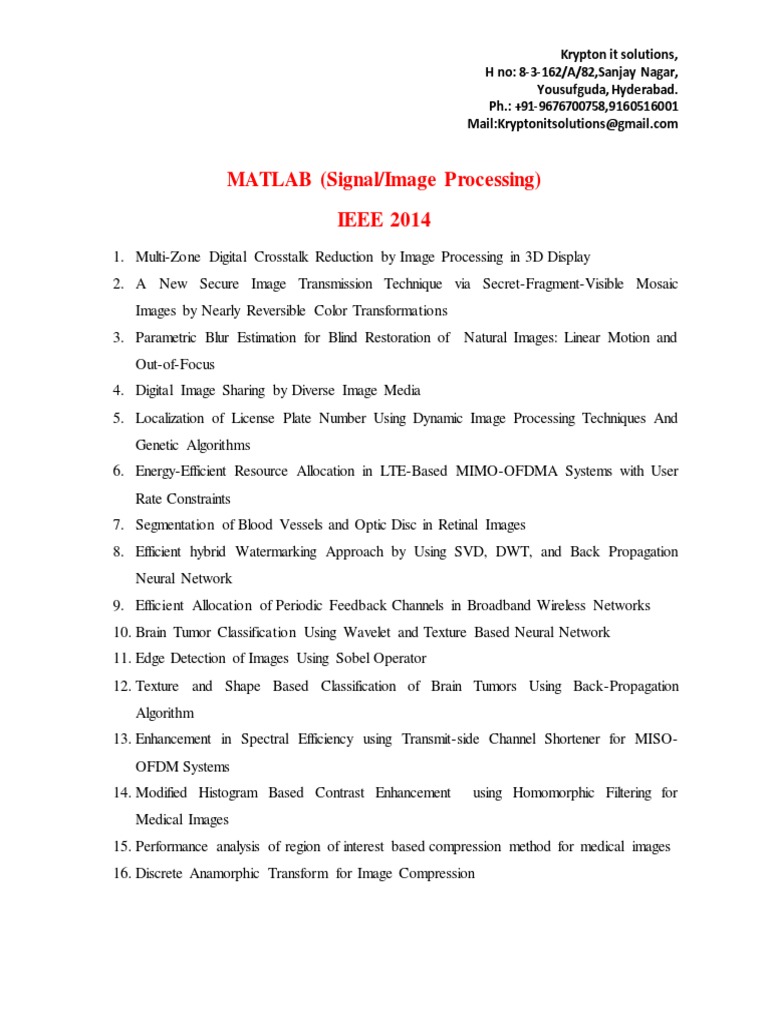 Matlab Project List On Image Processing | PDF | Data Compression | Wavelet