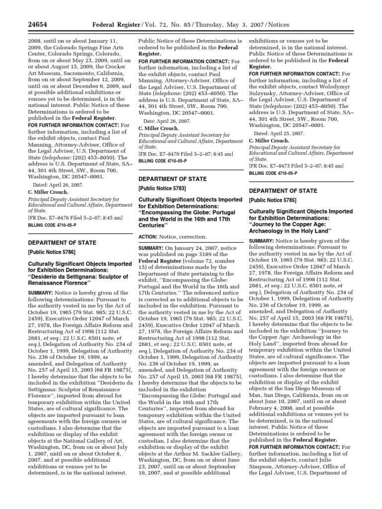 Notice: Culturally Significant Objects Imported For Exhibition: Journey ...