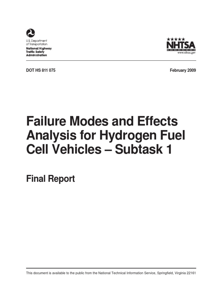 Fmea Hydrogen Fuel Cell Vehicles | PDF | Fuel Cell | National Highway ...